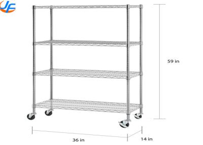 China Stainless Steel 4 Tier Service Cart 705x405xH1070mm Heavy Duty Trolley for Material Distribution for sale