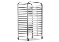 China 20 Pan End Load Stainless Steel Sheet Pan Rack 650mm Deep Commercial Baking Trolley for sale