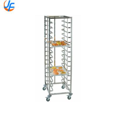China 304 Stainless Steel 32 Trays Baking Tray Trolley Double Oven Rack Bread Trolley for Bakery for sale