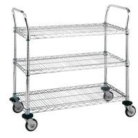 China Stainless Steel Utility Cart 18x24x38 Inch Three Shelf Heavy Duty 375 lb Capacity for sale