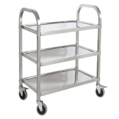 China 3 Tier Stainless Steel Food Trolley 452mm x 710mm x 924mm NSF Certified Bakery Serving Cart for sale