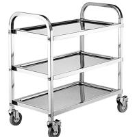 China Heavy Duty Stainless Steel Wire Frame Hand Trolley with Wheels 4 Shelf Custom Size for sale