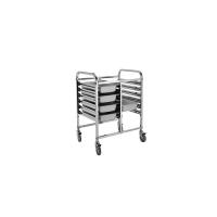 China Stainless Steel Double Line Tray Rack Trolley 452mm x 710mm x 924mm Bakery Trolley NSF for sale
