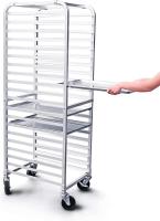 China Commercial 20 Tier Aluminum Sheet Pan Rack 18x15.5x30 Inch Heavy Duty Bakery Trolley for sale