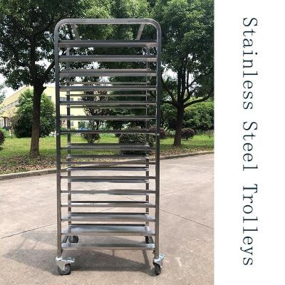 China Stainless Steel Flatpack Rack Trolley for 16 Inch 18 Inch Baking Trays ISO9001 for sale