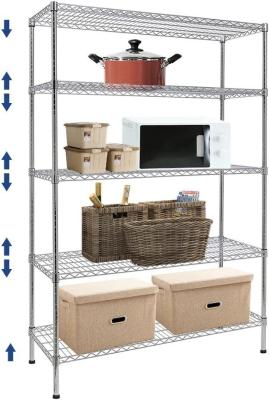 China Commercial Wire Shelving 5 Tier Heavy Duty Storage Rack 440lbs Capacity NSF Chrome Steel 18x42x71 Inch for sale