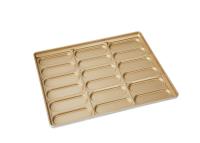 China PTFE Golden Hot Dog Bun Baking Pan 654x535x38mm 18 Links Aluminized Steel for sale
