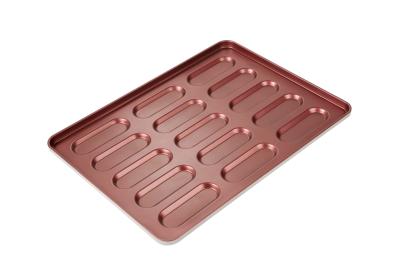 China Nonstick Hot Dog Bun Baking Pan 750x550mm Al-Steel 15 Links Commercial Bakery Tray for sale