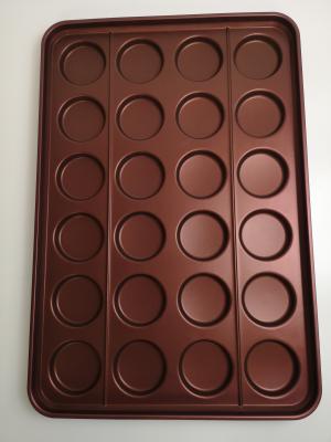 China 3.5 Inch 24 Links Hamburger Bun Baking Tray Reusable Silicone Coated Aluminum Steel 0.8mm for sale