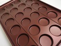 China 3.5 Inch 24 Links Hamburger Bun Baking Tray Reusable Silicone Coated Aluminum Steel 0.8mm for sale