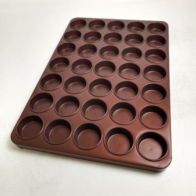 China 35 Cavity Aluminum Steel Round Cupcake Tray 0.8mm Thickness Durit PTFE Nonstick for sale