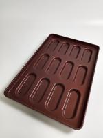 China 400x600mm 12 Cavity PTFE Hot Dog Bun Baking Pan Nonstick Aluminum Steel Tray for sale