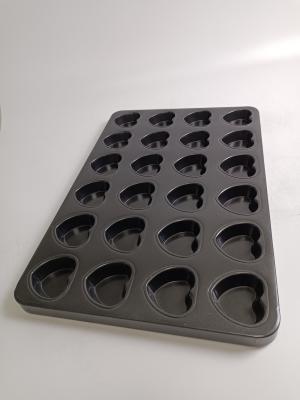 China 24 Cup Heart Shape Muffin Pan Tray 600x400x30mm Nonstick PTFE Coated Aluminum Steel Baking Tray for sale