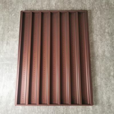 China 7 Rows Baguette Baking Tray 600x800x26mm 1.2mm Aluminum Non-Stick PTFE Coated for sale