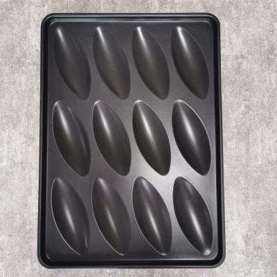 China Black Non Stick 12 Links Hot Dog Bun Mold PTFE Coating Al Steel 530x380x32.8mm for sale