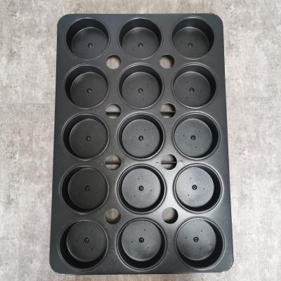 China 15 Cavity 1.0mm PTFE Nonstick Steel Cake Pan 600x400mm Commercial Baking Tray for sale