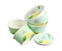 China Oval Paper Cup Ice Cream Yogurt Dessert With Lid Disposable Paper Cup for sale