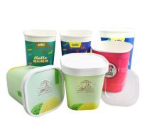 China Square Paper Cup Disposable Cup Yogurt Coffee Cup Hot Drink Cup With Lid for sale