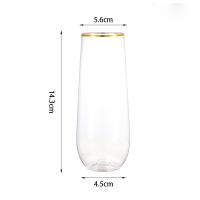 China Gold Rim Unbreakable Stemless Wine Glass Champagne Whisky Cups for sale