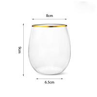 China Gold Rim Unbreakable Stemless Wine Glass Champagne Whisky Cups for sale