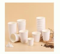 China Disposable Thickened Kraft Coffee Paper Cup Double Walled Heat Insulated White Hollow Cup For Hot And Cold Drinks for sale