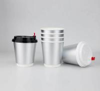 China 10oz Silver Doulble Wall Insulated Paper Coffee Cup for sale