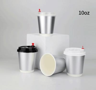 China 10oz Silver Doulble Wall Insulated Paper Coffee Cup for sale