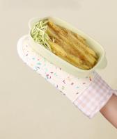 China Anti Scald and Anti Slip Kitchen Gloves With Thickened Cotton Baking Silicone Gloves for sale