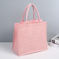 China Pink Three-dimensional Linen Tote Bag, Customized Thickened Hand-held Linen Bag for sale