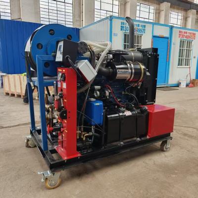 China 300bar Adjustable Pressure Jet Sewer Cleaning Machine 41kw Electric Motor 50L/min Variable Output Drain Pipe Cleaner for sale