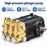 China 200bar 52L/min High Pressure Plunger Pump with 15kW Motor for Sewer Drain Jetting Triplex Plunger Pump for sale