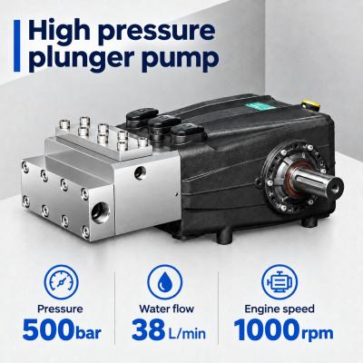 China 500 bar 38 L/min Diesel Engine High Pressure Plunger Pump Hydro Blasting Pump for Ship Hull Cleaning for sale