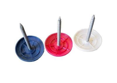 China 2.8mm Shank Dia Plastic Round Cap Roofing Nails 9.5mm Head Dia for sale