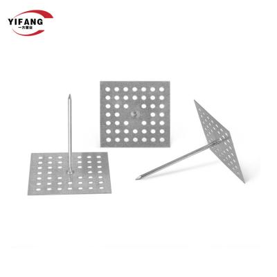 China 25x25mm L Galvanized Steel Self Stick Insulation Pins with 20-300mm Length Options and Perforated Base Plate for sale