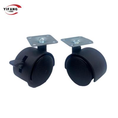 China Custom 2 Inch Nylon Caster Wheels with Brake - 50mm Plastic Swivel Chair Wheels for sale