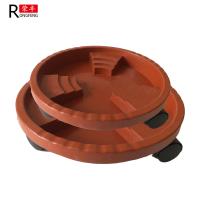 China Brown Plastic Flower Pot Trays with Wheels - 26cm to 50cm PP Plant Saucers for Easy Mobility for sale