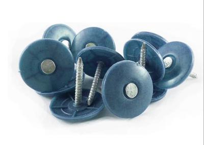 China GB Standard Round Cap Blue 3 Inch Plastic Cap Roofing Nails with 24.5mm Head Diameter and Waterproof Gasket for sale