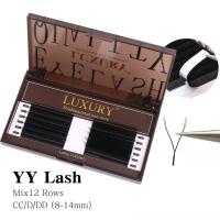 China Individual Eyelash Extension 12 Rows Matte Black Volume Eyelash Extensions Beauty Salon Mixed Length Lash 8-14mm for sale