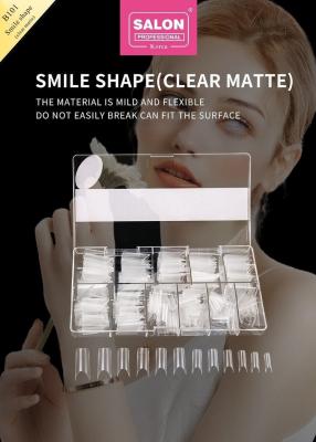 China Clear Matte ABS Artificial Finger Nails Full Coverage Smile Shape False Nail Tips for sale