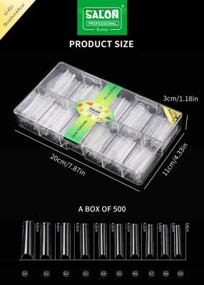 China Professional Salon Nails Seamless Square Straight Clear Color Half Cover Press on Nail Tips for sale