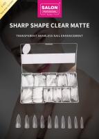 China Matte Stiletto Sharp Shape Nail Tips Full Cover False Nails Clear Acrylic Nail Art Extensions 12 Sizes for sale