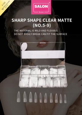 China Soft Gel Tips Stiletto Full Cover False Nails Sharp Shape Clear Matte Artificial Nails for Nail Art Design for sale