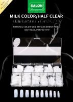 China Private Label Soft Gel Acrylic Milk Color Square Nail Tips French Full Cover Finger Nails for sale