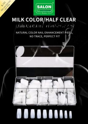 China Private Label Soft Gel Acrylic Milk Color Square Nail Tips French Full Cover Finger Nails for sale