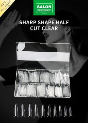 China 500PCS Sharp Shaped False Nail Tips Half Cover Clear Soft Gel Acrylic Nails for Nail Extension for sale