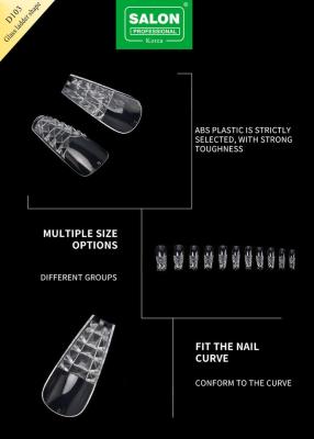 China 500PCS Ladder Shape Nail Tips Set Embossed Glass False Nails with Storage Box Acrylic Nail Art Kit for Salon for sale