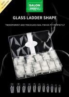 China 500PCS Ladder Shape Nail Tips Set Embossed Glass False Nails with Storage Box Acrylic Nail Art Kit for Salon for sale
