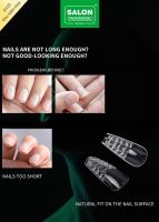 China 500PCS Ladder Shape Nail Tips Set Embossed Glass False Nails with Storage Box Acrylic Nail Art Kit for Salon for sale