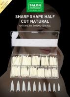 China Wholesale False Nails Long Sharp Shape Half Cover Natural French Acrylic Fake Nails Salon Use for sale