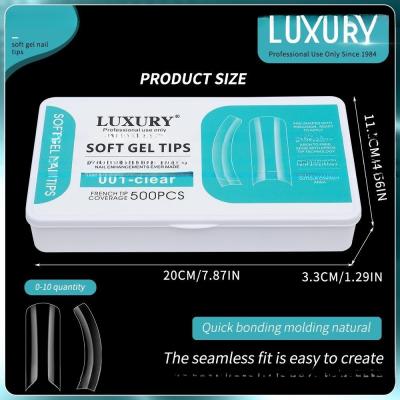 China 500 Piece Nail Tips Set Half Cover Long Square Shapes Clear False Nails for DIY Manicures & Salon Use for sale